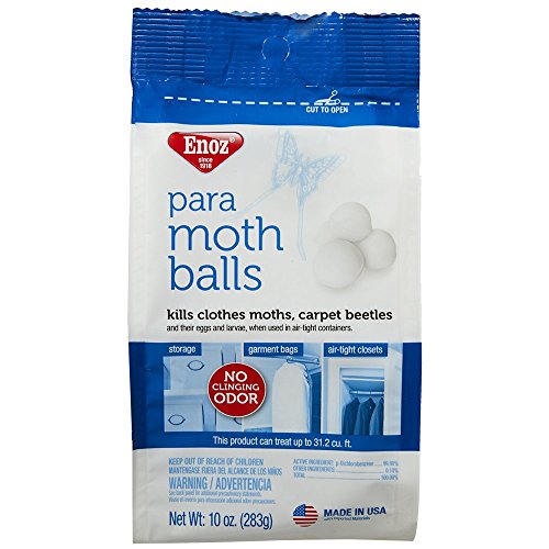 Enoz para Moth Balls, Kills Clothes Moths and Carpet Beetles, No Clinging Odor, Use for Storage, Resealable Bag, 10 oz, Pack of 3