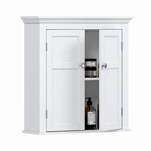 utex bathroom wall cabinet,bathroom cabinet wall mounted with doors and ajustables shelves, wood hanging cabinet over the toilet,white