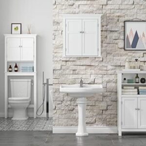 UTEX Bathroom Wall Cabinet,Bathroom Cabinet Wall Mounted with Doors and Ajustables Shelves, Wood Hanging Cabinet Over The Toilet,White