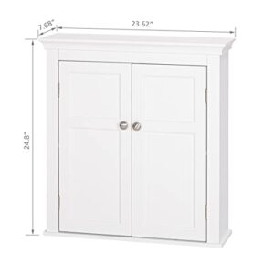 UTEX Bathroom Wall Cabinet,Bathroom Cabinet Wall Mounted with Doors and Ajustables Shelves, Wood Hanging Cabinet Over The Toilet,White