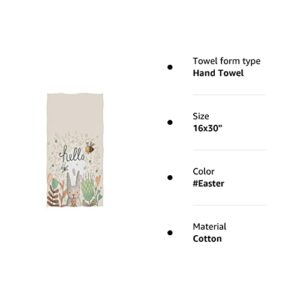 Naanle Cute Rabbit Butterfly and Bee Flowers Easter Pattern Soft Absorbent Guest Hand Towels Multipurpose for Bathroom, Hotel, Gym and Kitchen (16" x 30",Beige)