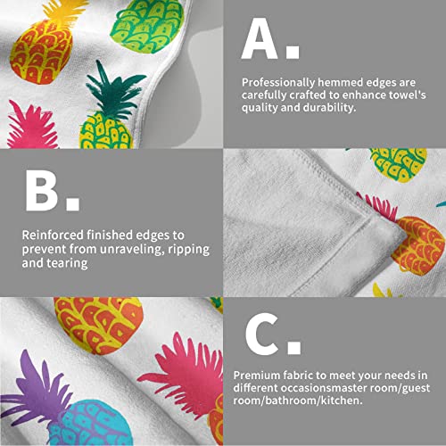 Giwawa Pineapple Fruit Soft Highly Absorbent Hand Towel 2 Pack,Tropic Summer Fruit Towels Multipurpose Bathroom Bath Kitchen 14.4 x 28.3 Inch Fingertip Towel,for Kitchen,Beach,Gym,Swim