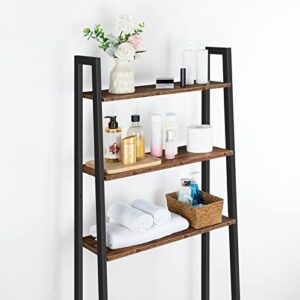 HOOBRO Over The Toilet Storage, 3 Tier Over Toilet Bathroom Organizer with Adjustable Feet, Industrial Multi-Functional Toilet Rack, Bathroom Storage Organizer, Easy to Assemble, Rustic Brown BF42TS01