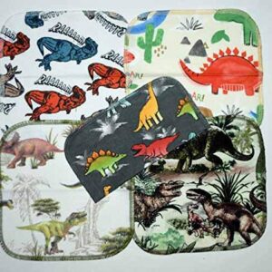 1 Ply Printed Flannel Little Wipes 8x8 Inches Dinosaurs