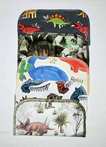 1 Ply Printed Flannel Little Wipes 8x8 Inches Dinosaurs