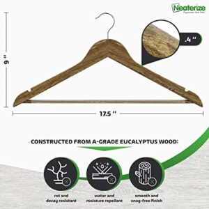 Wooden Hangers for Clothes - Heavy Duty Non-Slip Pants Bar & 360 Swivel Hook |Ganchos De Ropa | Great for Suits, Coats, Clothing [20-Pack - Vintage]