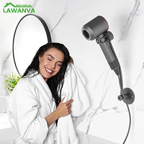 LAWANVA Hair Dryer Holder Stand, Wall Mount and Table Mount, Hands-Free Detachable Blow Dryer Holder Stand, Shower Caddy Bathroom Accessories