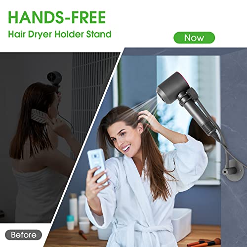 LAWANVA Hair Dryer Holder Stand, Wall Mount and Table Mount, Hands-Free Detachable Blow Dryer Holder Stand, Shower Caddy Bathroom Accessories