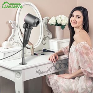 LAWANVA Hair Dryer Holder Stand, Wall Mount and Table Mount, Hands-Free Detachable Blow Dryer Holder Stand, Shower Caddy Bathroom Accessories