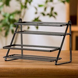 2 Tier Bathroom Shelf, Desktop Makeup Organizer, Small Storage Rack for Kitchen, Bath Room, Bedroom and Office (Black)