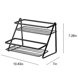 2 Tier Bathroom Shelf, Desktop Makeup Organizer, Small Storage Rack for Kitchen, Bath Room, Bedroom and Office (Black)