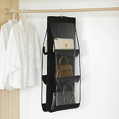 GINGA Hanging Storage Bag Purse Handbag Organizer, The Door Clost Hanging Storage Bag with 6 Pockets Width Pockets for Handbags Purses Clothing Homewares and Accessories