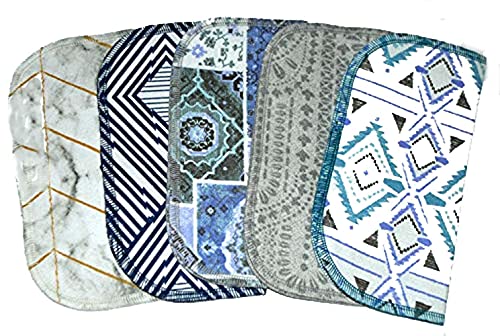 2 Ply Moroccan Tile Flannel Washable Kids Lunchbox Napkins 8x8 inches 5 Pack - Little Wipes (R) Flannel