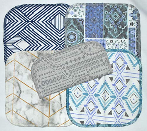 2 Ply Moroccan Tile Flannel Washable Kids Lunchbox Napkins 8x8 inches 5 Pack - Little Wipes (R) Flannel