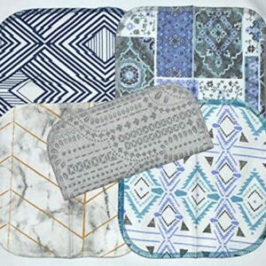 1 Ply Moroccan Tile Flannel Washable Kids Lunchbox Napkins 8x8 inches 5 Pack - Little Wipes (R) Flannel