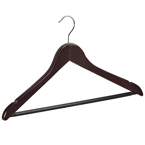 Sunbeam Sturdy 5-Pack Wooden Non-Slip Suit Hangers with Pant Bar