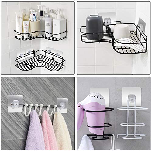 Corner Shower Caddy Adhesive Sticker Hook Mount for Shower Caddy Basket Bathroom Shelf Compatible with SMARTAKE, JOMARTO, Flowmist, Nieifi, HapiRm, Odesign, Lovelers, Soft Digits (Silver, 8 pack)