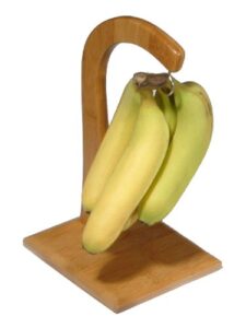 creative home solid natural bamboo banana fruit hanger stand, natural finish