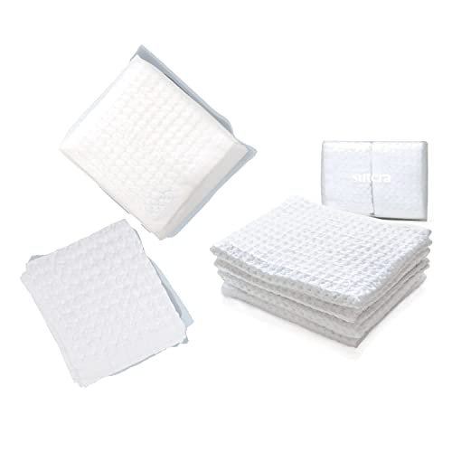 SUTERA - Waffle Bath Towel and Waffle Hand Towel Bundle (White)