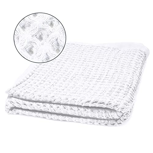 SUTERA - Waffle Bath Towel and Waffle Hand Towel Bundle (White)