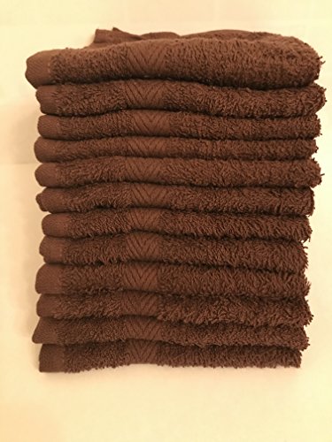 10 New Brown WASHCLOTH Towel Dobby Border Ringspun 100% Cotton 12X12 INCH.