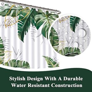 ZYLLGLOW Green Turtleback Leaf Shower Curtain Set Boho Plant Shower Curtain Set with Rugs, Abstract Bathroom Decor Accessories Bathroom Set with Shower Curtain and Rugs Leaves Curtain Set