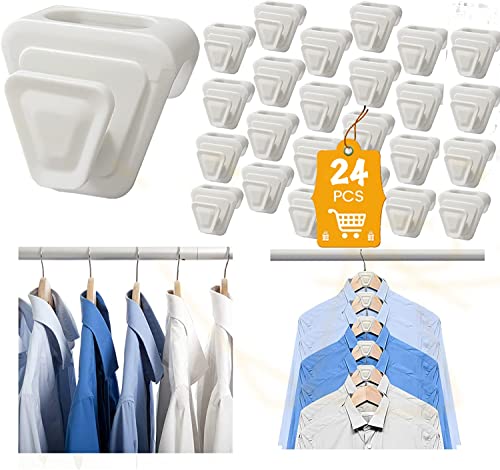 Clothes Hanger, Antye 24 Pcs Space Saving Clothes Hanger Connector Hooks and Storage Shelves Hanger Extender for Heavy Duty Cascading Connection Hook (White)