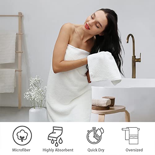 Hand Towels Set 16x31 Inches,Super Soft Microfibers Bathroom Towel Set 2 Pack,Quick Dry Thick and Highly Absorbent Luxury Towel Hotel Spa Gym Hand Towel Collection for Bathroom,White