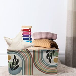 Storage Bins Cubes Waterproof Cloth Storage Basket, Abstract Boho Foldable Storage Bags for Shelf Closet Clothes Storage Organizers with Handles Nordic Rainbow Abstract Floral Geometry 2PCS