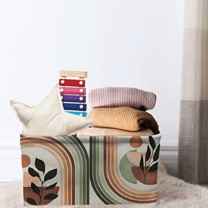 Storage Bins Cubes Waterproof Cloth Storage Basket, Modern Boho Foldable Storage Bags for Shelf Closet Clothes Storage Organizers with Handles Abstract Floral Nordic Rainbow 2PCS