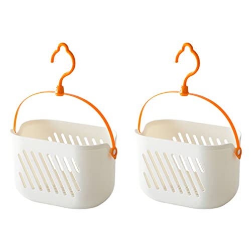 DOITOOL 2Pcs Hanging Shower Caddy Plastic Hanging Shower Caddy Baskets Portable Kitchen Organizer Storage Basket with Hook for Home White