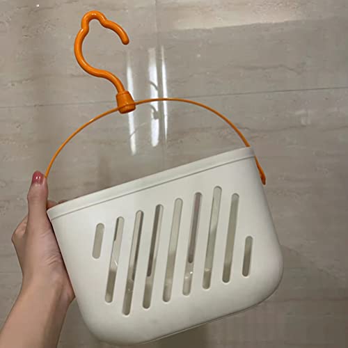 DOITOOL 2Pcs Hanging Shower Caddy Plastic Hanging Shower Caddy Baskets Portable Kitchen Organizer Storage Basket with Hook for Home White