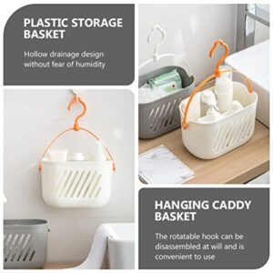 DOITOOL 2Pcs Hanging Shower Caddy Plastic Hanging Shower Caddy Baskets Portable Kitchen Organizer Storage Basket with Hook for Home White