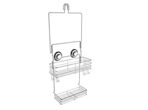 gecko-loc 🦎 new long wide adjustable length over the showerhead hanging shower caddy organizer - silver