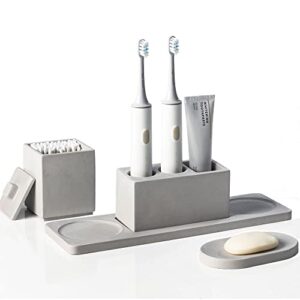 bathroom accessory set grey, toothbrush holder set diatomite, bathroom accessories countertop complete with electric toothbrush holders, soap dish set