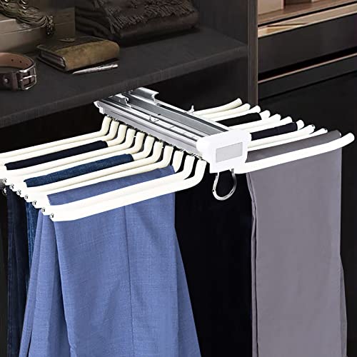 Pull Out Trousers Rack 22 Arms Pull Out Pants Rack Saving Space Pants Hanger Bar Clothes Organizers for Bedroom Closet