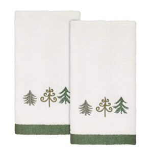 avanti linens christmas trees collection 2 pc fingertip towel set, white