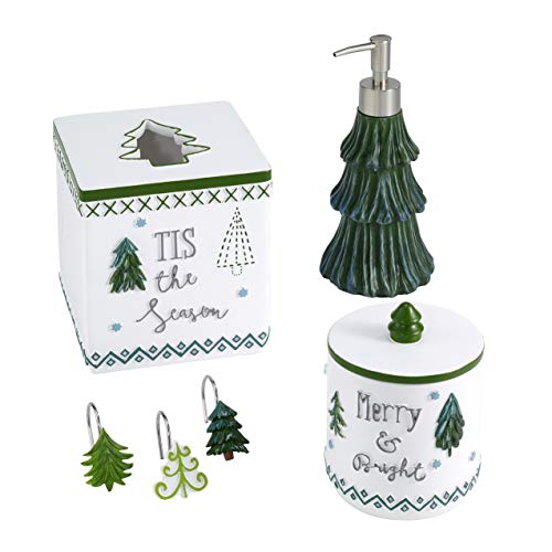 Avanti Linens Christmas Trees Collection 2 pc Fingertip Towel Set, White