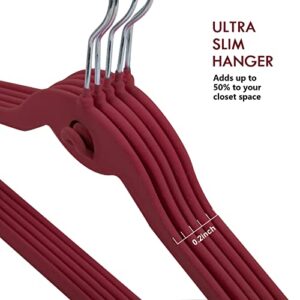 ATZJOY Velvet Hangers, Non Slip 360 Degree Swivel Hook Strong and Durable Clothes Hangers for Coats, Suit, Shirt, Pants & Dress Clothes(50 Pack Burgundy)