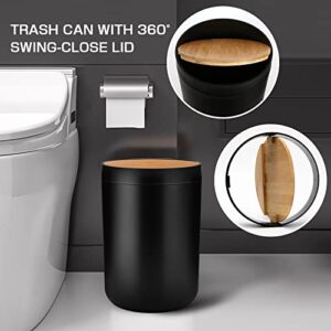 MIERTING Black Bathroom Accessories Set 8 Pcs, Matte Black Bathroom Accessory Sets With Trash Can, Soap Dispenser And Toothbrush Holder Set, Soap Dish, Cotton Ball & Qtip Holder, Toilet Brush & Holder