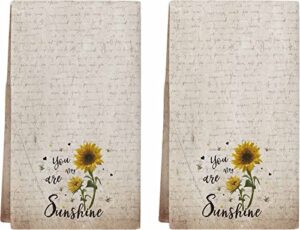 vdlbt sunflower dish towels you are my sunshine kitchen towels dishcloth fingertip hand towel rustic retro soft tea towel set of 2