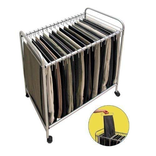 SkyMall Rolling Pants Trolley Organizer Rack - Holds 18 Pairs of Pants