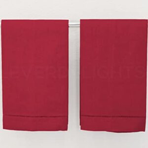 CleverDelights Red Hemstitched Hand Towels - 6 Pack - 14" x 22" - 55/45 Linen Cotton Blend