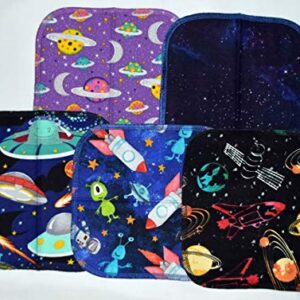 2 Ply Printed Flannel 8x8 Inches Set of 5 Out of This World