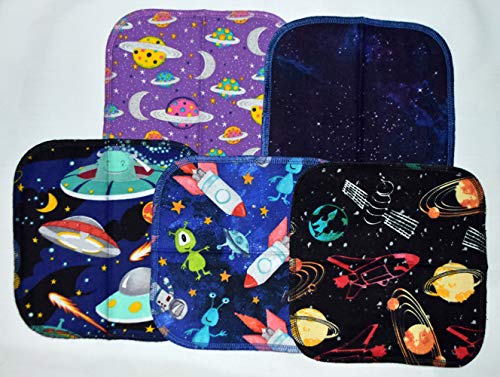 2 Ply Printed Flannel 8x8 Inches Set of 5 Out of This World