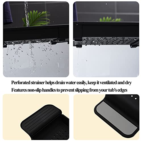 Black Bathtub Caddy Tray, Expandable Bath Shelf, Adjustable Plastic Bathtub Caddy, Bathroom Tray, Bathtub Accessories & Bathroom Gadgets