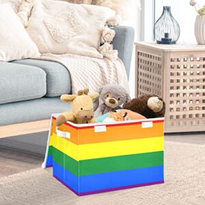 Krafig Novelty Rainbow Flag Foldable Storage Box Large Cube Organizer Bins Containers Baskets with Lids Handles for Closet Organization, Shelves, Clothes, Toys