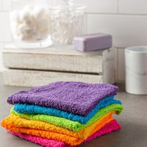 DII Basic Bulk Pack Cotton Washcloth Set, 12x12, Bright Rainbow, 24 Piece