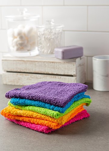 DII Basic Bulk Pack Cotton Washcloth Set, 12x12, Bright Rainbow, 24 Piece