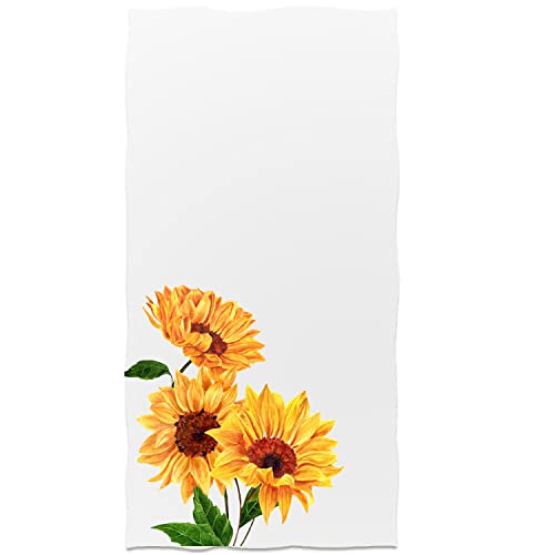 SLHETS Bright Sunflower Hand Towels 13.6 X 29' Yellow Flowers Bath Towel Soft Kitchen Dish Towels for Household Daily Use | Home Decoration | Carry-On Hotel Gym Spa